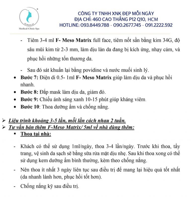 QUY TRÌNH ĐIỀU TRỊ DA CHUYÊN SÂU VỚI FUSION F-MESO MATRIX