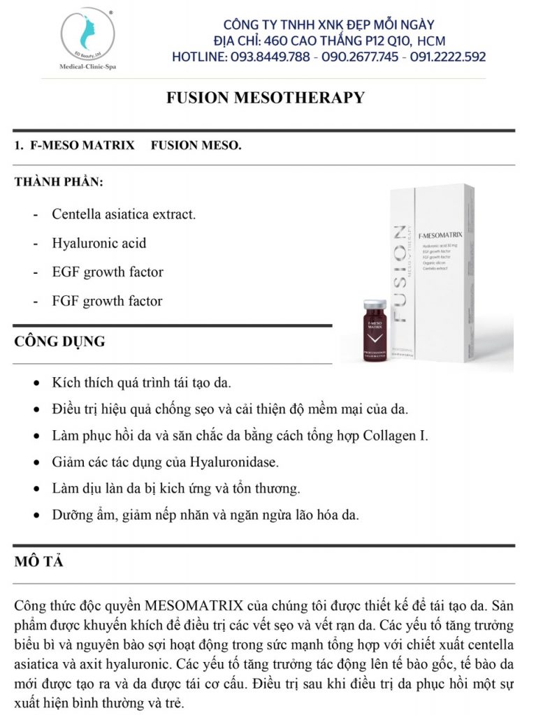 QUY TRÌNH ĐIỀU TRỊ DA CHUYÊN SÂU VỚI FUSION F-MESO MATRIX