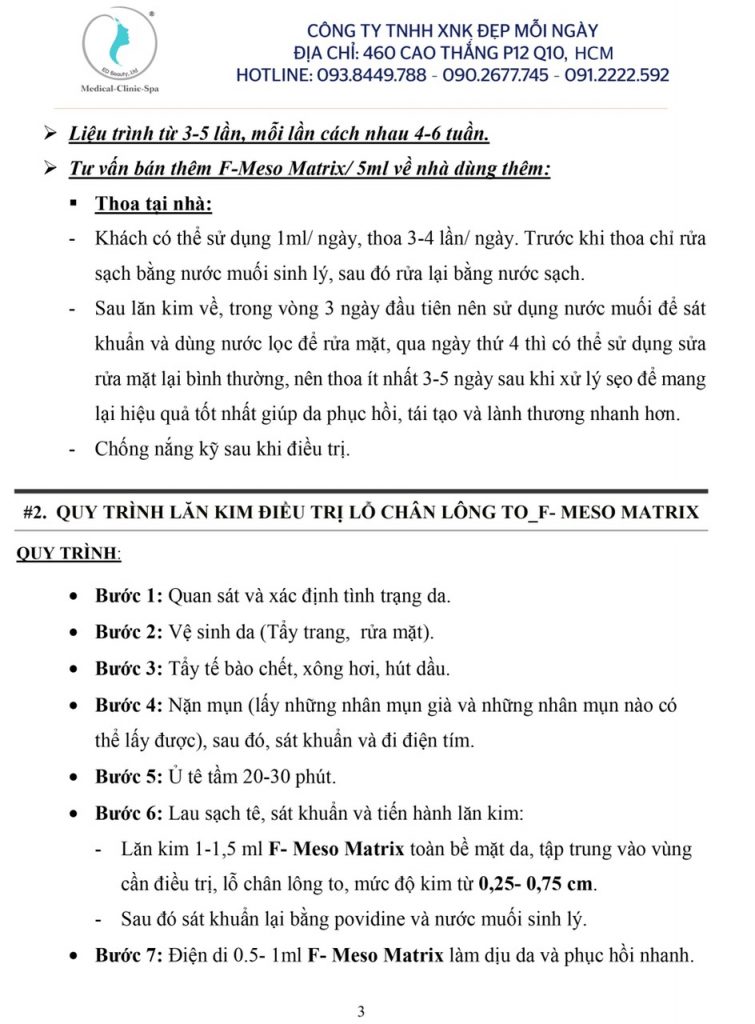 QUY TRÌNH ĐIỀU TRỊ DA CHUYÊN SÂU VỚI FUSION F-MESO MATRIX