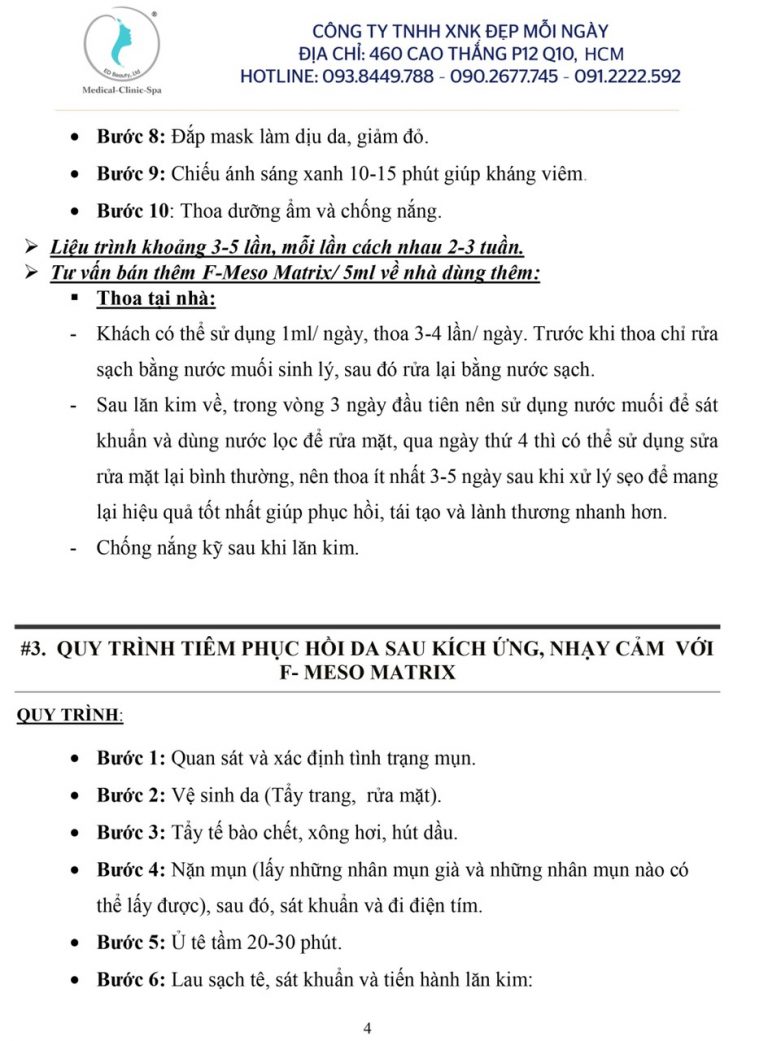 QUY TRÌNH ĐIỀU TRỊ DA CHUYÊN SÂU VỚI FUSION F-MESO MATRIX