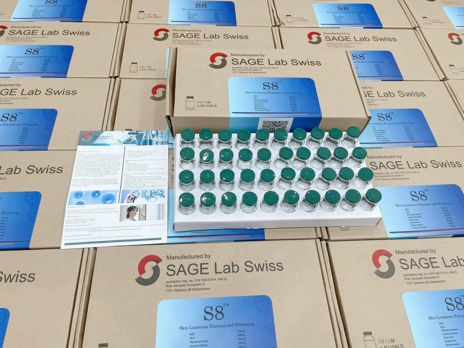 Bộ truyền trắng SAGE Lab Swiss S8 + NMN 18000 + Laroscorbine Diamond E ...