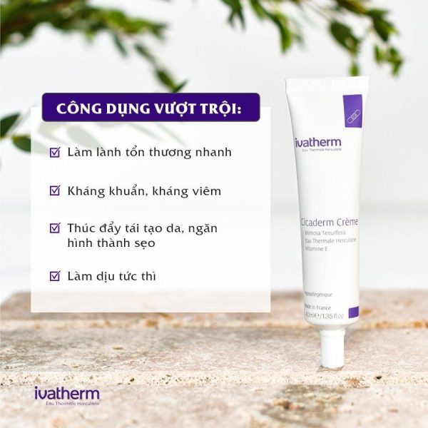 Ivatherm Cicaderm Cream Kem tái tạo và ngăn ngừa sẹo 40ml